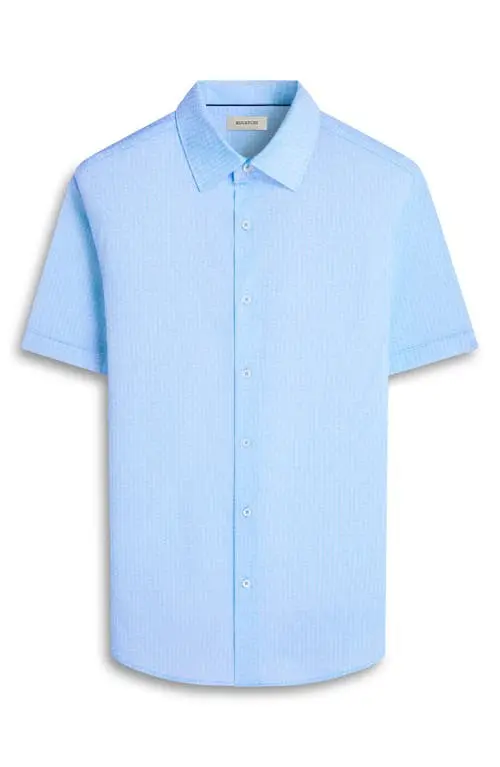 Bugatchi Miles Ooohcotton® Bowling Pin Print Short Sleeve Button-up Shirt - Ice