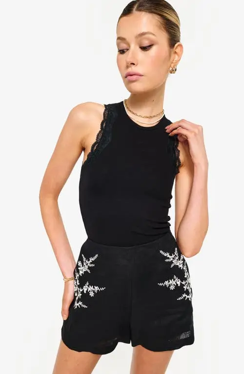 Cami Nyc Rian Lace Rib Tank - Black