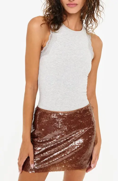Cami Nyc Rian Lace Rib Tank - Heather Grey