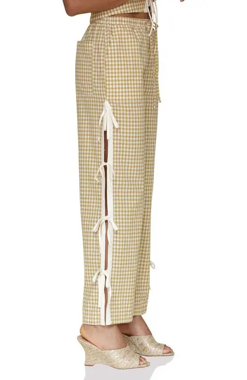 Avec Les Filles Side Tie Gingham Pants