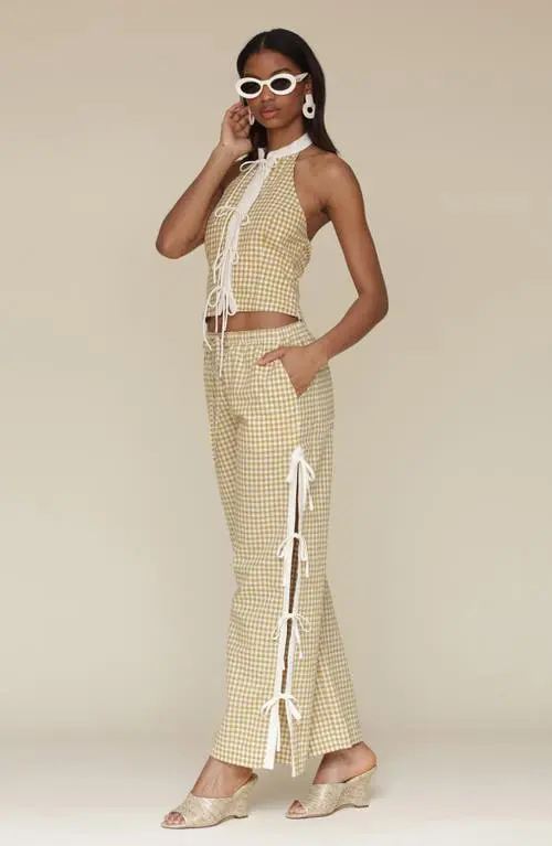 Avec Les Filles Side Tie Gingham Pants