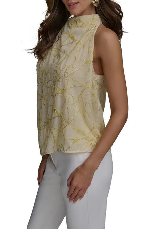 Donna Karan New York Embellished Cutaway Shoulder Top