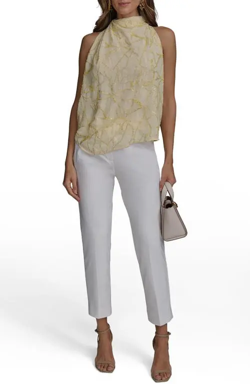 Donna Karan New York Embellished Cutaway Shoulder Top