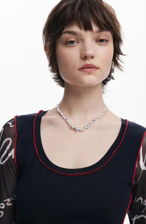 Desigual Floral Jacquard Bell Sleeve Top