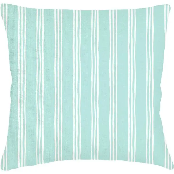 Anaya Ocean Drift Stripe Linen Euro Pillow With Down Alternative Insert - Aqua