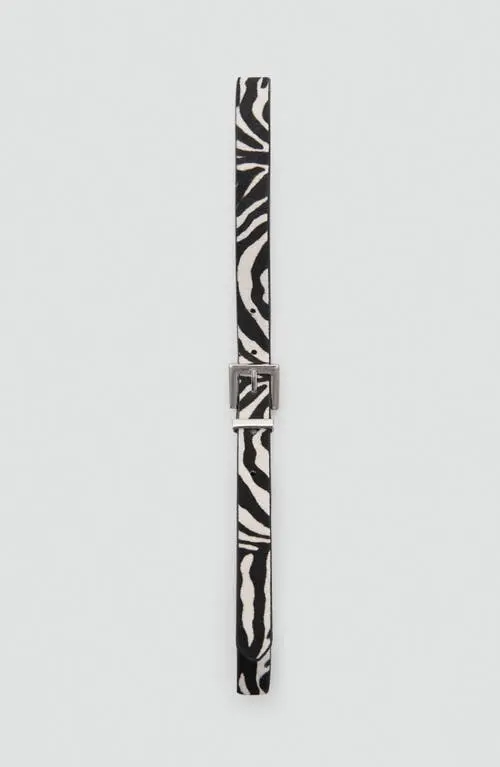 Mango Zebra Print Calf Hair Belt