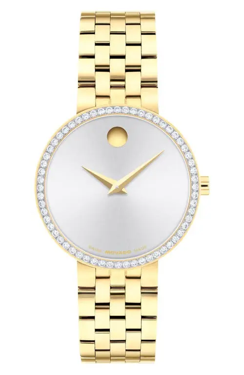Movado Museum Classic Lab Grown Diamond Bracelet Watch - Ivory/ Gold