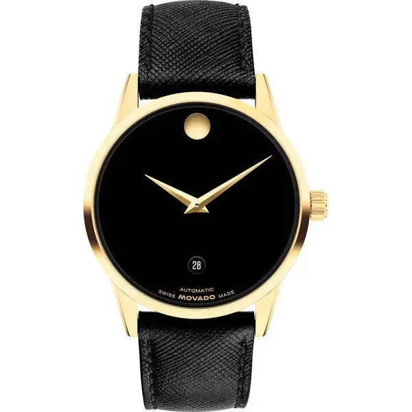 Movado Museum Classic Automatic Strap Watch - Black/ Gold
