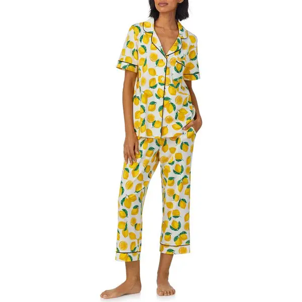 BEDHEAD PAJAMAS Print Crop Stretch Jersey Pajamas - Main Squeeze