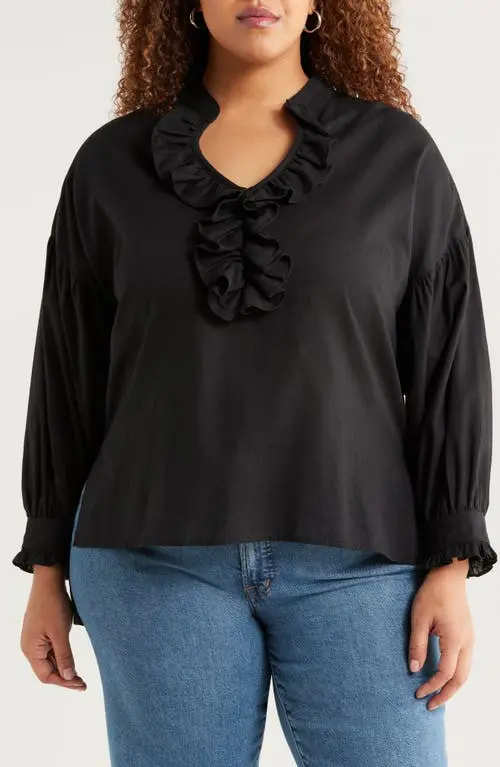 HARSHMAN Cordelia Ruffle Cotton & Linen Top