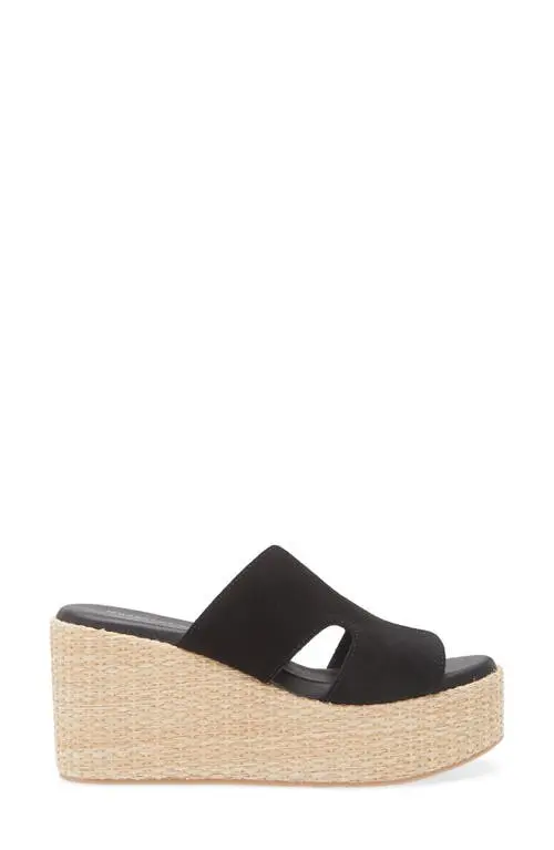 CHOCOLAT BLU Jamie Platform Wedge Sandals - Black Suede