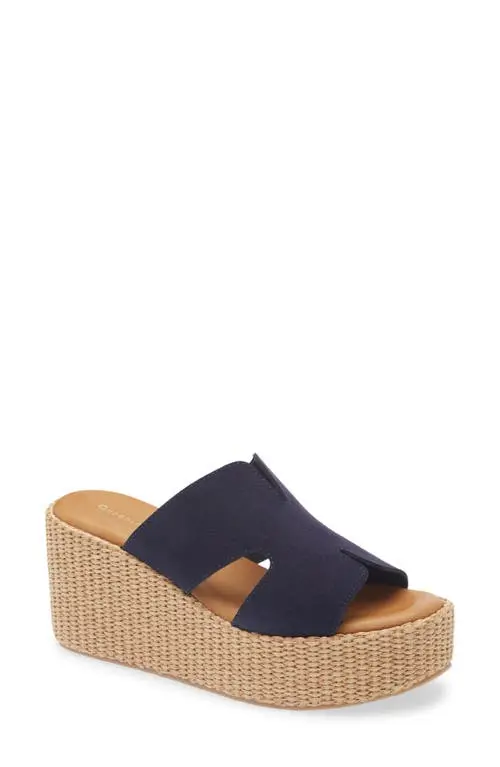 CHOCOLAT BLU Jamie Platform Wedge Sandals - Navy Suede