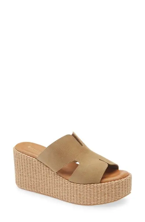 CHOCOLAT BLU Jamie Platform Wedge Sandals - Taupe Suede
