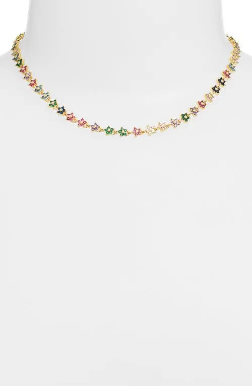 VIDAKUSH Flower Choker Necklace - Gold/ Multi