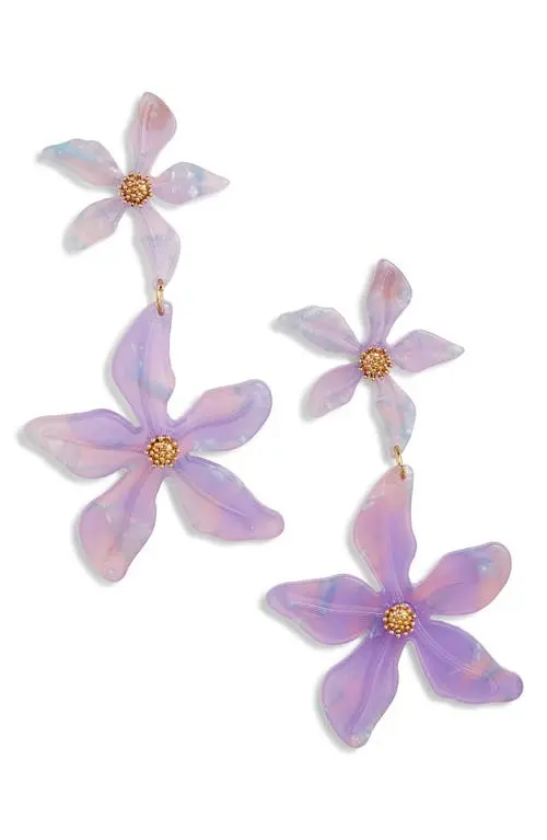 VIDAKUSH Orchid Drop Earrings - Gold/ Purple