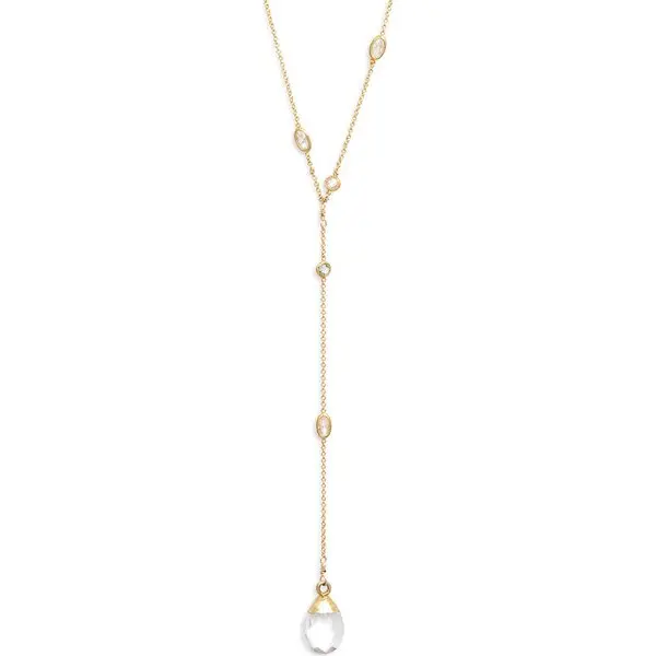 VIDAKUSH Raindrop Cubic Zirconia Y-necklace - Gold