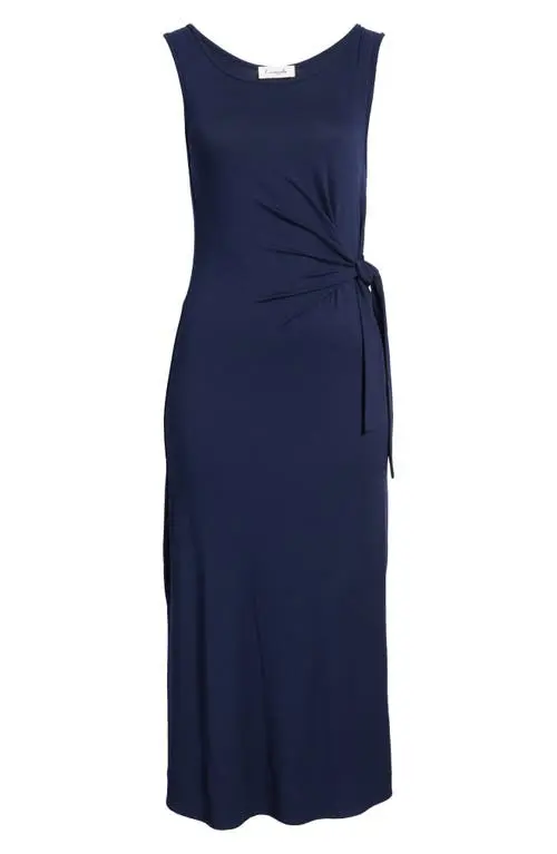 Loveappella Side Tie Sleeveless Midi Dress - Navy