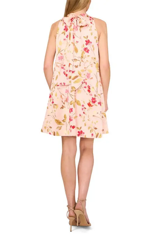 CECE DUPRAZ Floral Bow Back Sleeveless Mini Dress