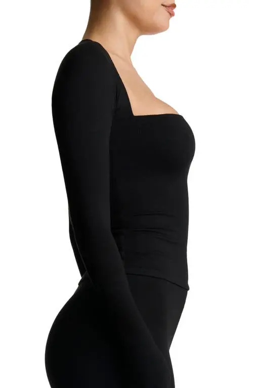 Naked Wardrobe Queen Anne Neck Long Sleeve Top