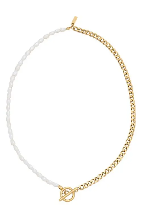 ST. MORAN Freshwater Pearl & Chain Necklace - White