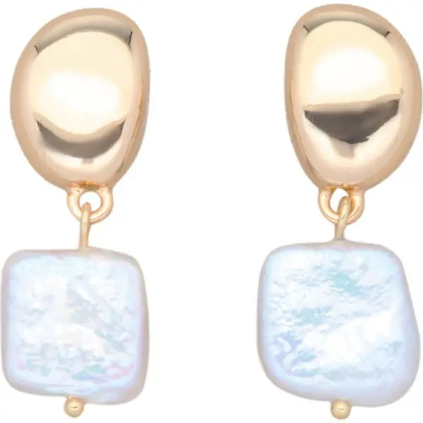 ST. MORAN Freshwater Pearl Drop Earrings - Gold/white