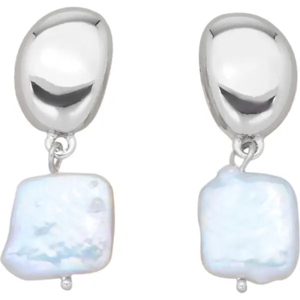 ST. MORAN Freshwater Pearl Drop Earrings - Silver/white