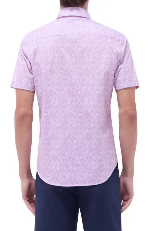 Bugatchi Miles Ooohcotton® Floral Short Sleeve Button-up Shirt - Pink