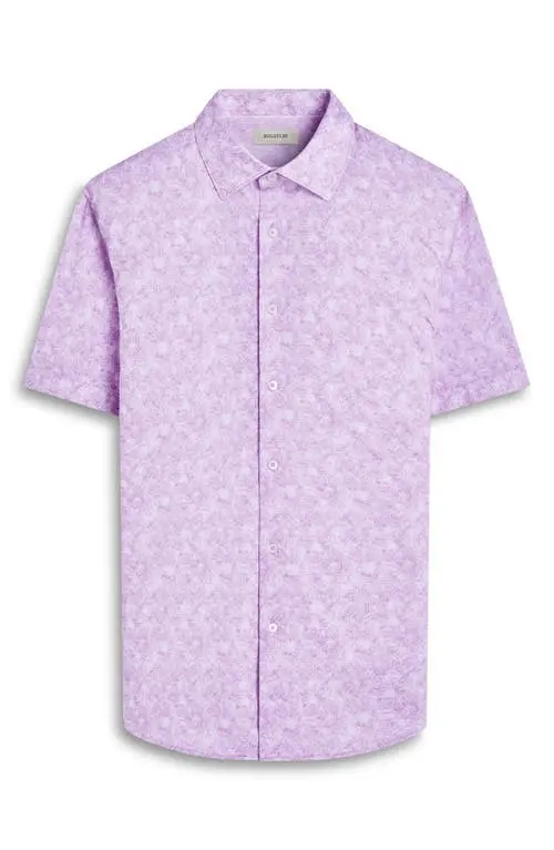 Bugatchi Miles Ooohcotton® Floral Short Sleeve Button-up Shirt - Pink