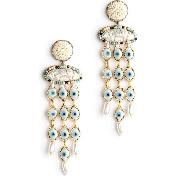 Deepa Gurnani Helia Drop Earrings - Ivory