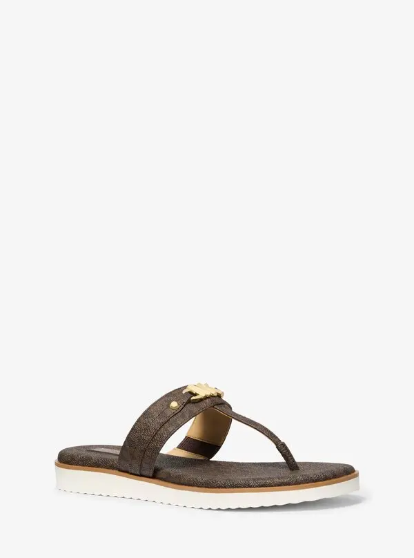 Michael Kors Farrah Signature Logo Sandals - Brown
