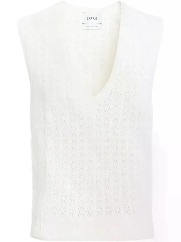 BARRIE Cashmere V-neck Top - White