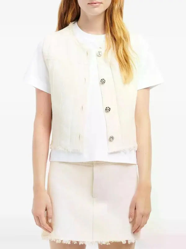 BARRIE Frayed Denim Vest - White