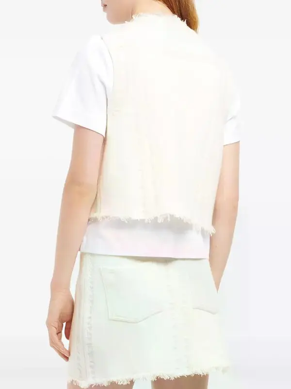 BARRIE Frayed Denim Vest - White