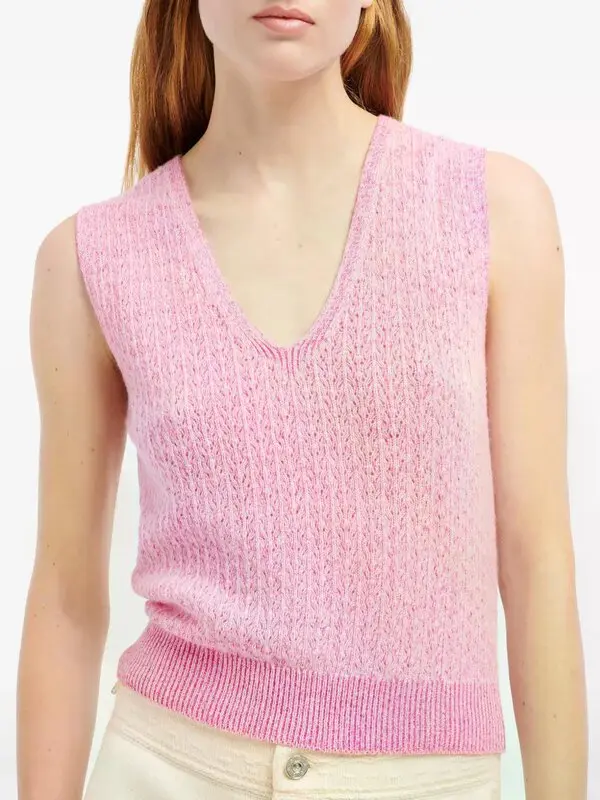 BARRIE V-neck Cashmere Top - Pink