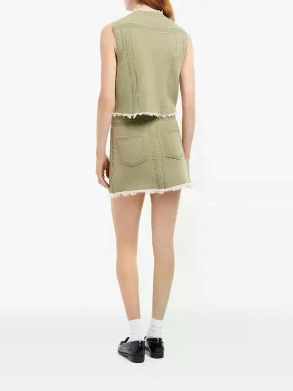 BARRIE Frayed-hem Mini A-line Skirt - Green