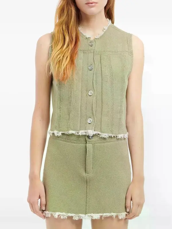 BARRIE Frayed-hem Mini A-line Skirt - Green