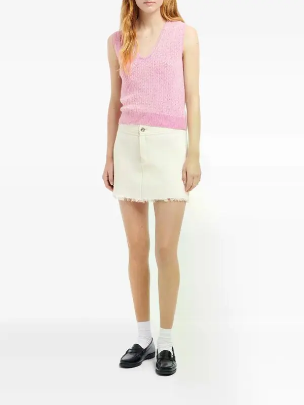 BARRIE Frayed Denim Mini Skirt