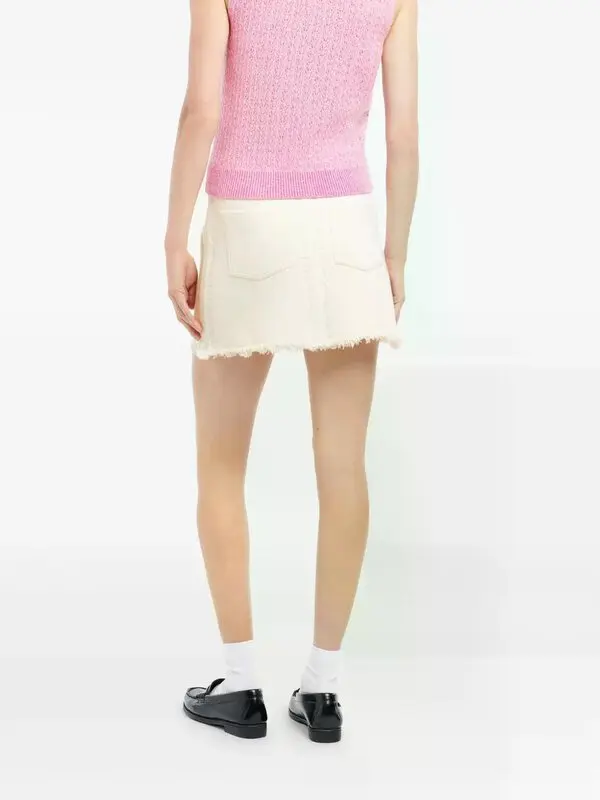 BARRIE Frayed Denim Mini Skirt