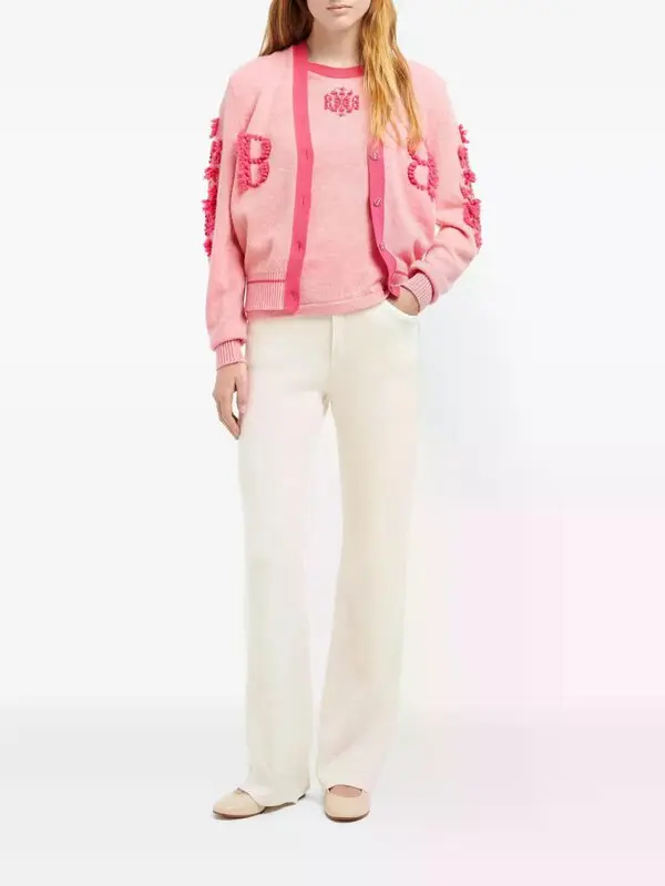 BARRIE Logo-embellished Cardigan - Pink