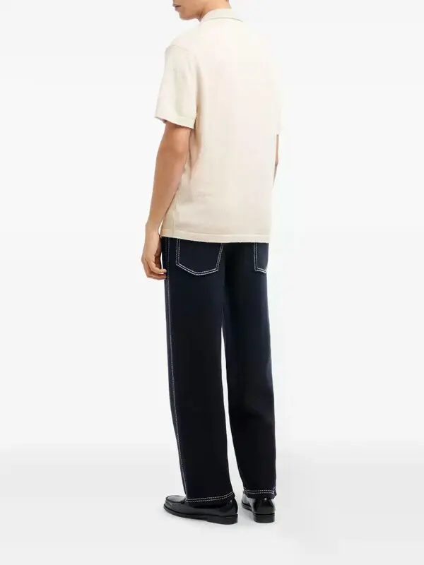 BARRIE Zip-neck Polo Top - White