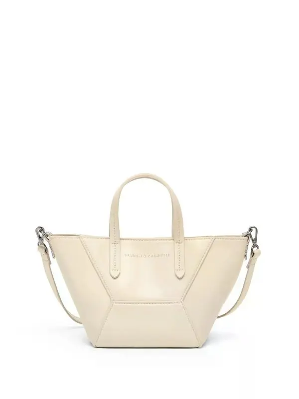 Brunello Cucinelli Mini Leather Tote Bag - Neutrals