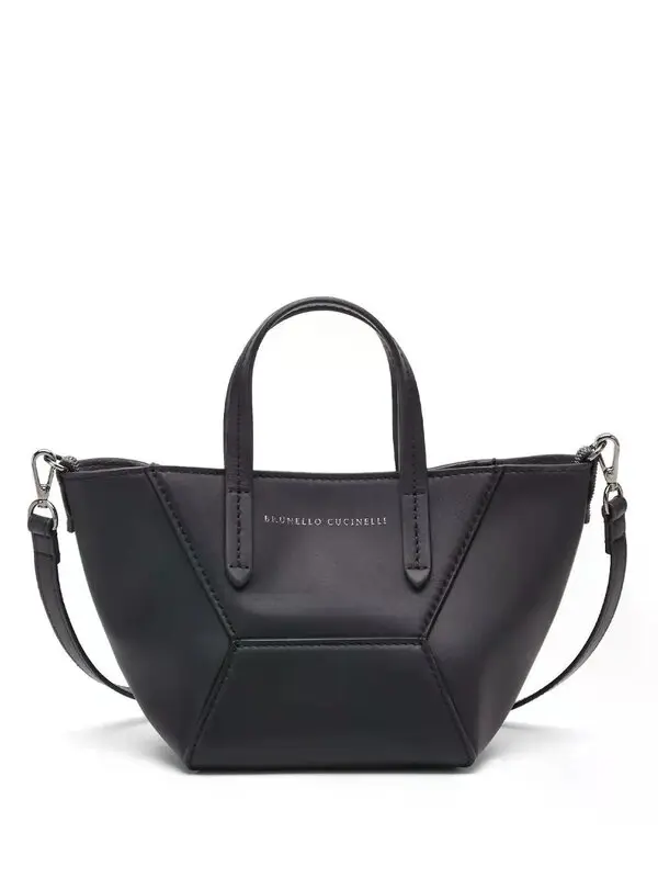 Brunello Cucinelli Bc Duo Mini Leather Tote Bag - Black