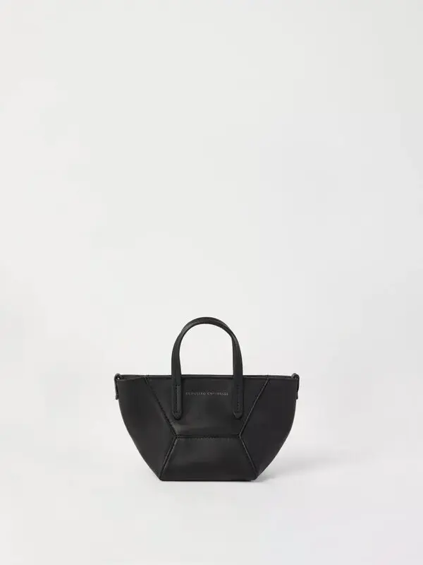 Brunello Cucinelli Bc Duo Mini Leather Tote Bag - Black