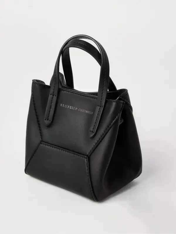 Brunello Cucinelli Bc Duo Mini Leather Tote Bag - Black