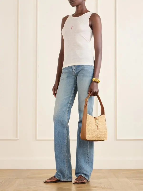 Saint Laurent Le 5 À 7 Supple Raffia Shoulder Bag - Neutrals
