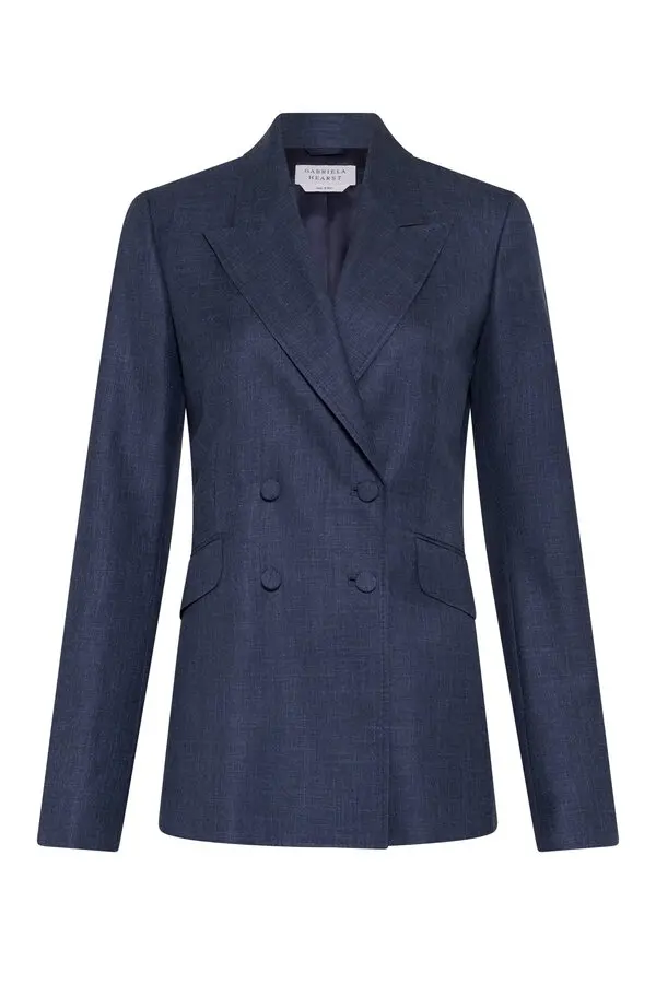 Gabriela Hearst Angela Blazer In Virgin Wool Silk With Linen - Denim