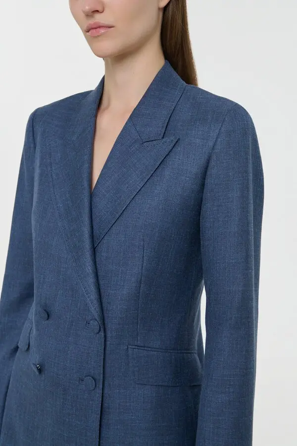 Gabriela Hearst Angela Blazer In Virgin Wool Silk With Linen - Denim
