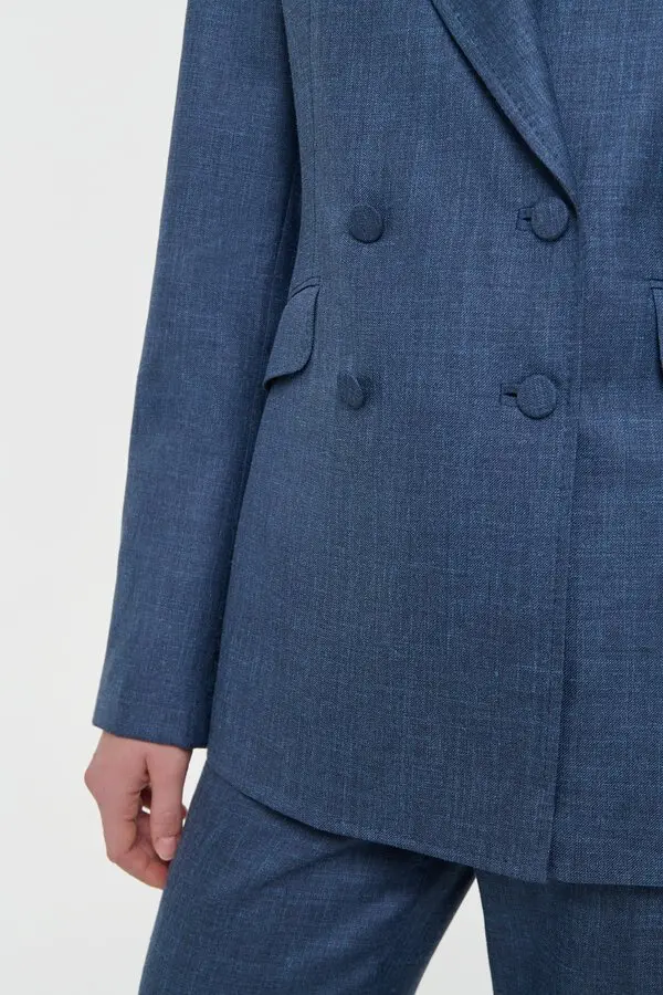 Gabriela Hearst Angela Blazer In Virgin Wool Silk With Linen - Denim