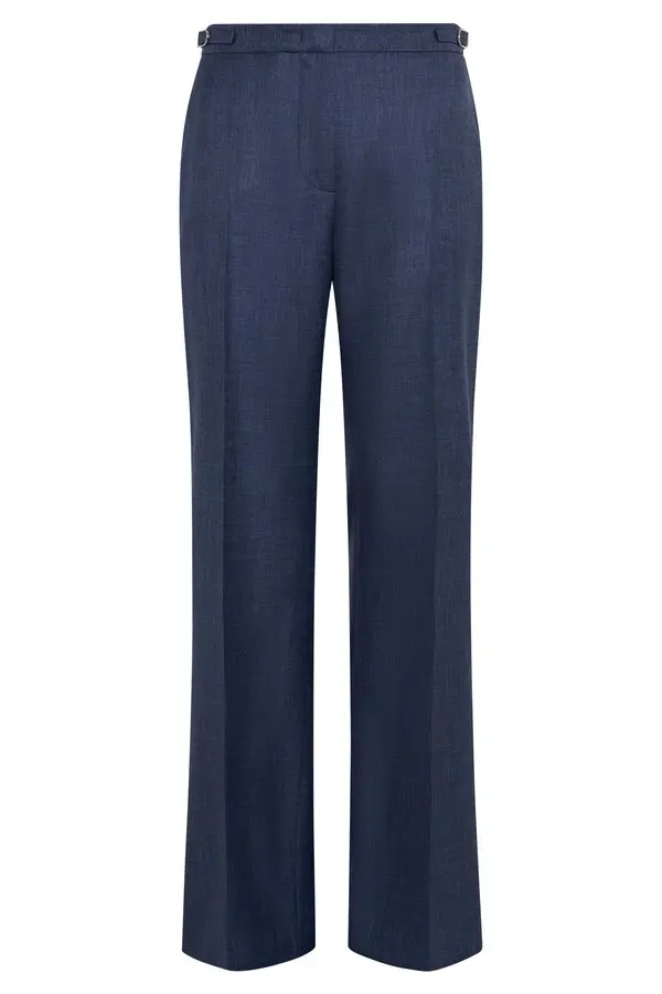 Gabriela Hearst Vesta Flared Pant In Virgin Wool Silk With Linen - Denim