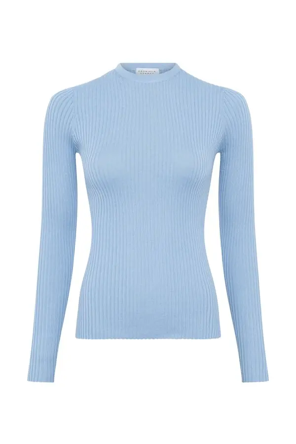 Gabriela Hearst Browning Knit Sweater In Cashmere Silk - Light Blue